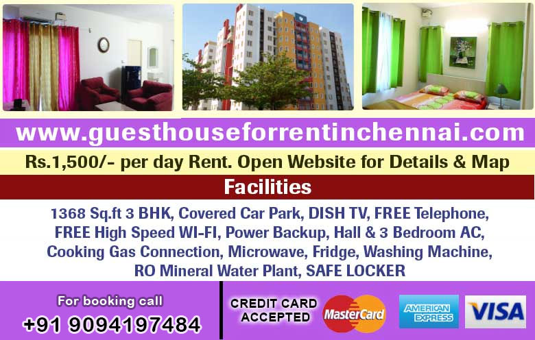 Rs.1500 per day rent | Guest House Rental in Chennai